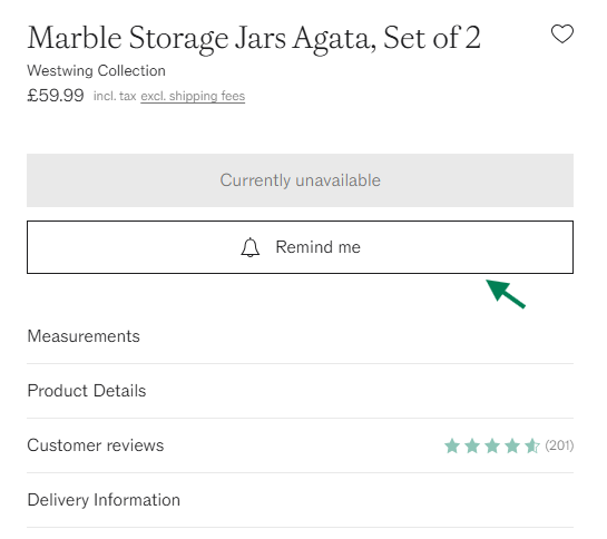 Desired item currently unavailable? – Westwing Helpcenter